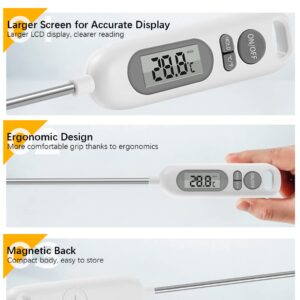 Meat Thermometer, Waterproof Food Thermometer, Instant Read Digital Cooking Thermometer for Kitchen Cooking BBQ Sugar Jam Water Meat Milk