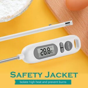 Meat Thermometer, Waterproof Food Thermometer, Instant Read Digital Cooking Thermometer for Kitchen Cooking BBQ Sugar Jam Water Meat Milk