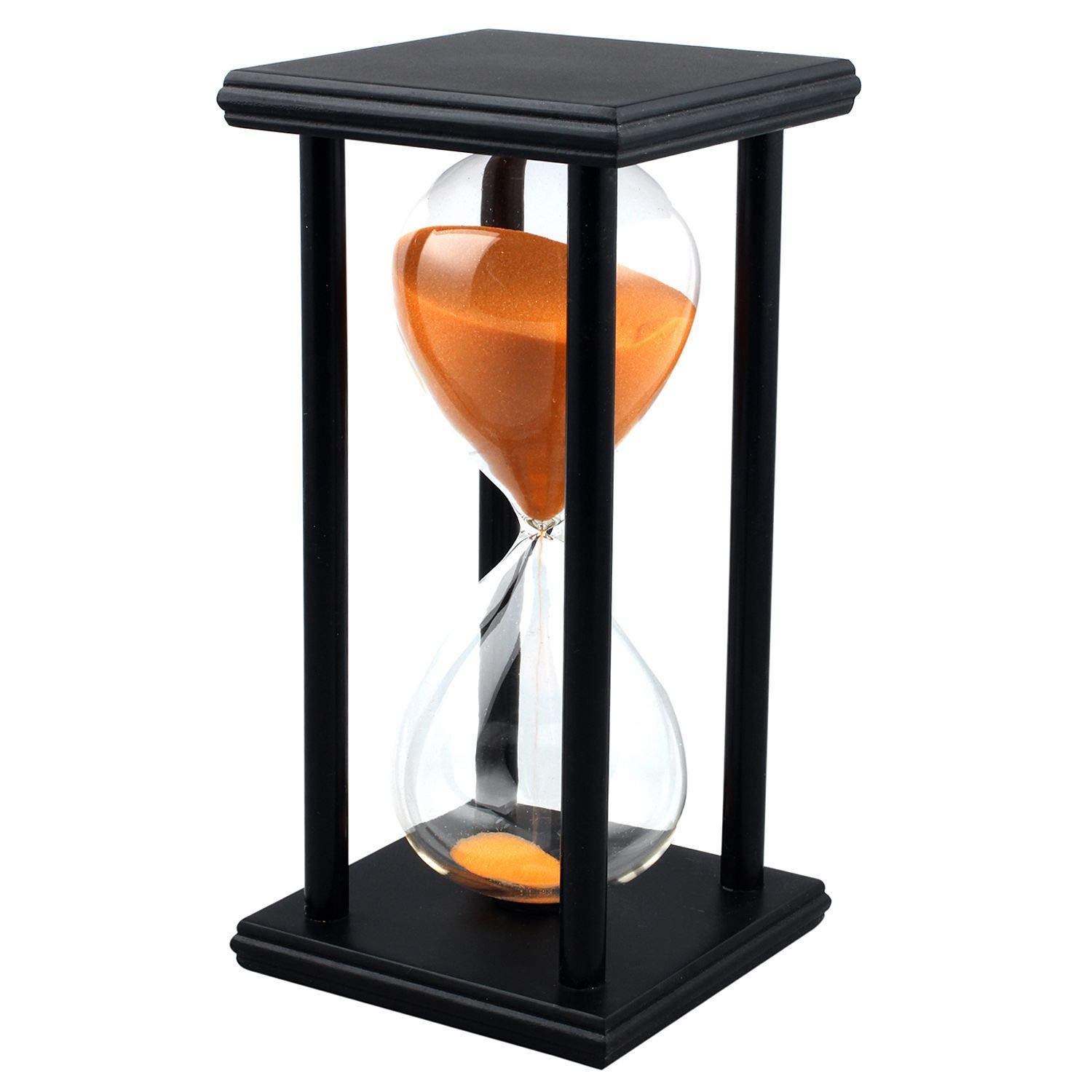 Sandglass 30 Minutes Timer Hourglass for Ornament Decoration Restaurant Living Room Home Closet Office Desk Bedroom Party Festival Christmas Wooden Frame Sand Timer Clock Orange