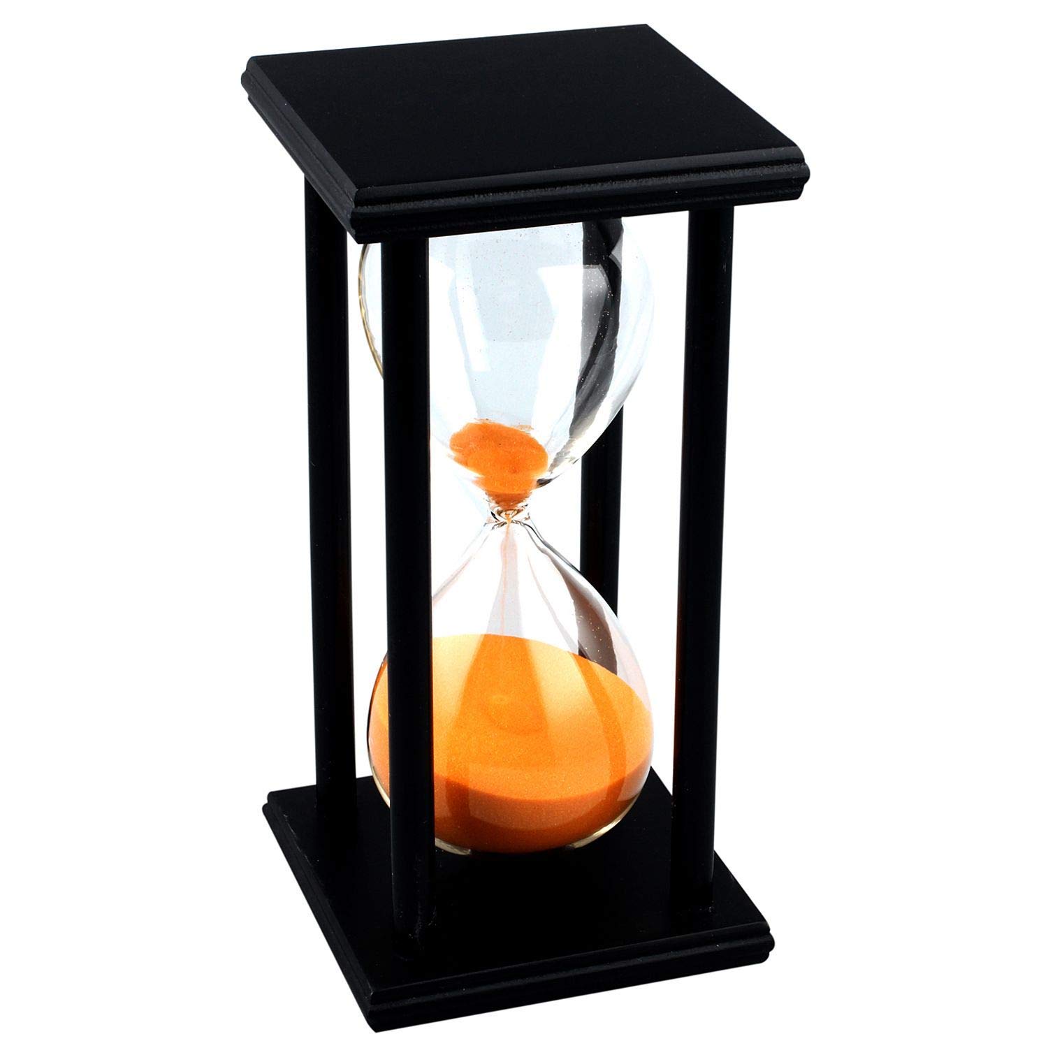 Sandglass 30 Minutes Timer Hourglass for Ornament Decoration Restaurant Living Room Home Closet Office Desk Bedroom Party Festival Christmas Wooden Frame Sand Timer Clock Orange