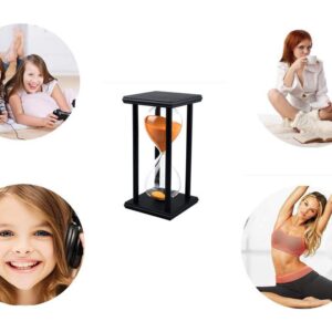 Sandglass 30 Minutes Timer Hourglass for Ornament Decoration Restaurant Living Room Home Closet Office Desk Bedroom Party Festival Christmas Wooden Frame Sand Timer Clock Orange