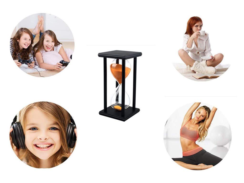 Sandglass 30 Minutes Timer Hourglass for Ornament Decoration Restaurant Living Room Home Closet Office Desk Bedroom Party Festival Christmas Wooden Frame Sand Timer Clock Orange