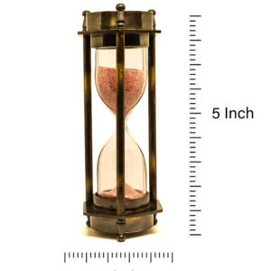 Dual Face Compass 5 Inch Antique 5 Minute Sand Timer Hourglass for Home Decor Gift