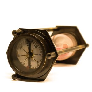 Dual Face Compass 5 Inch Antique 5 Minute Sand Timer Hourglass for Home Decor Gift