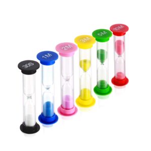 dsmile sand timer,plastic hourglass timer,colorful sandglass hourglass sand clock timer 30sec / 1min / 2mins / 3mins / 5mins / 10mins (6pcs)