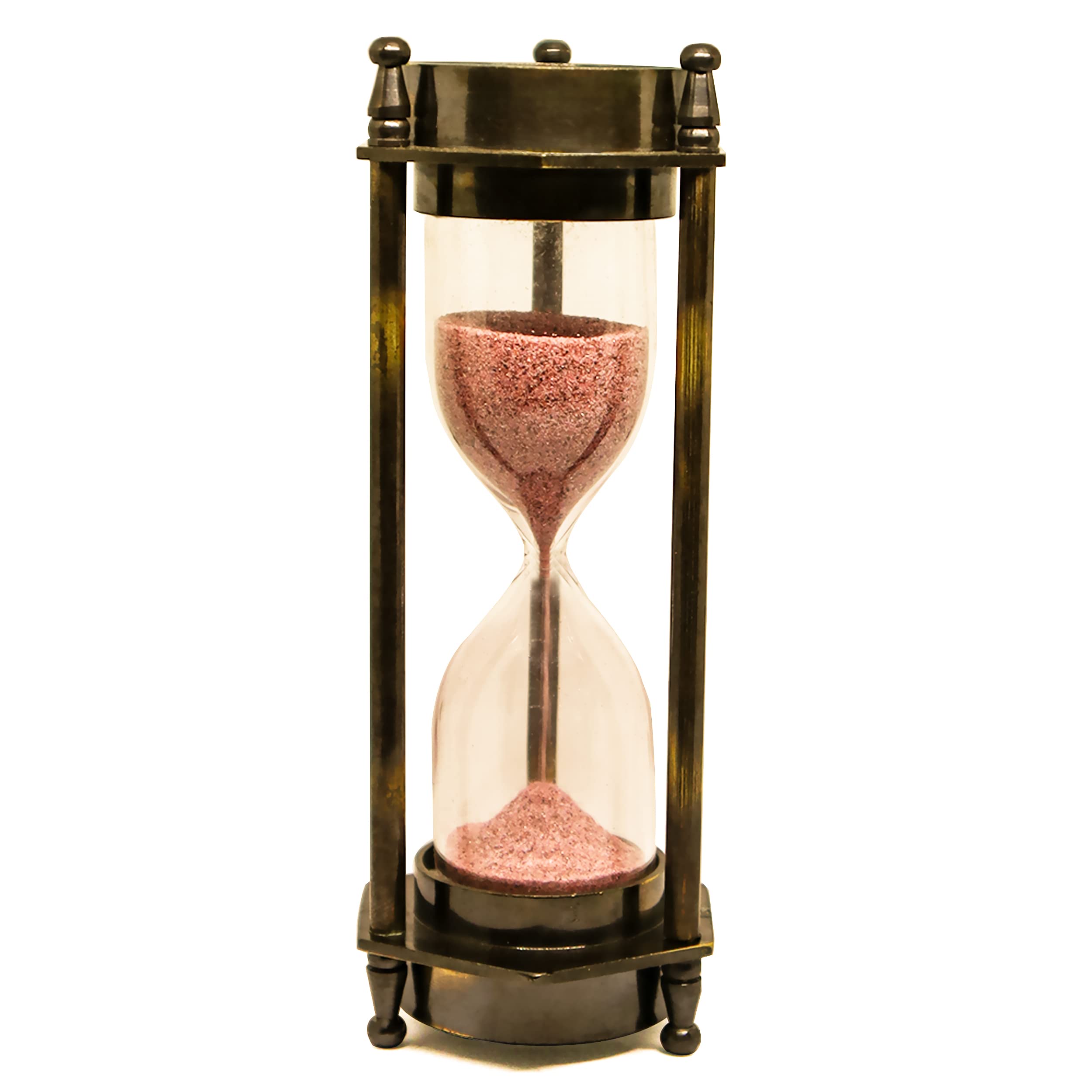 Dual Face Compass 5 Inch Antique 5 Minute Sand Timer Hourglass for Home Decor Gift