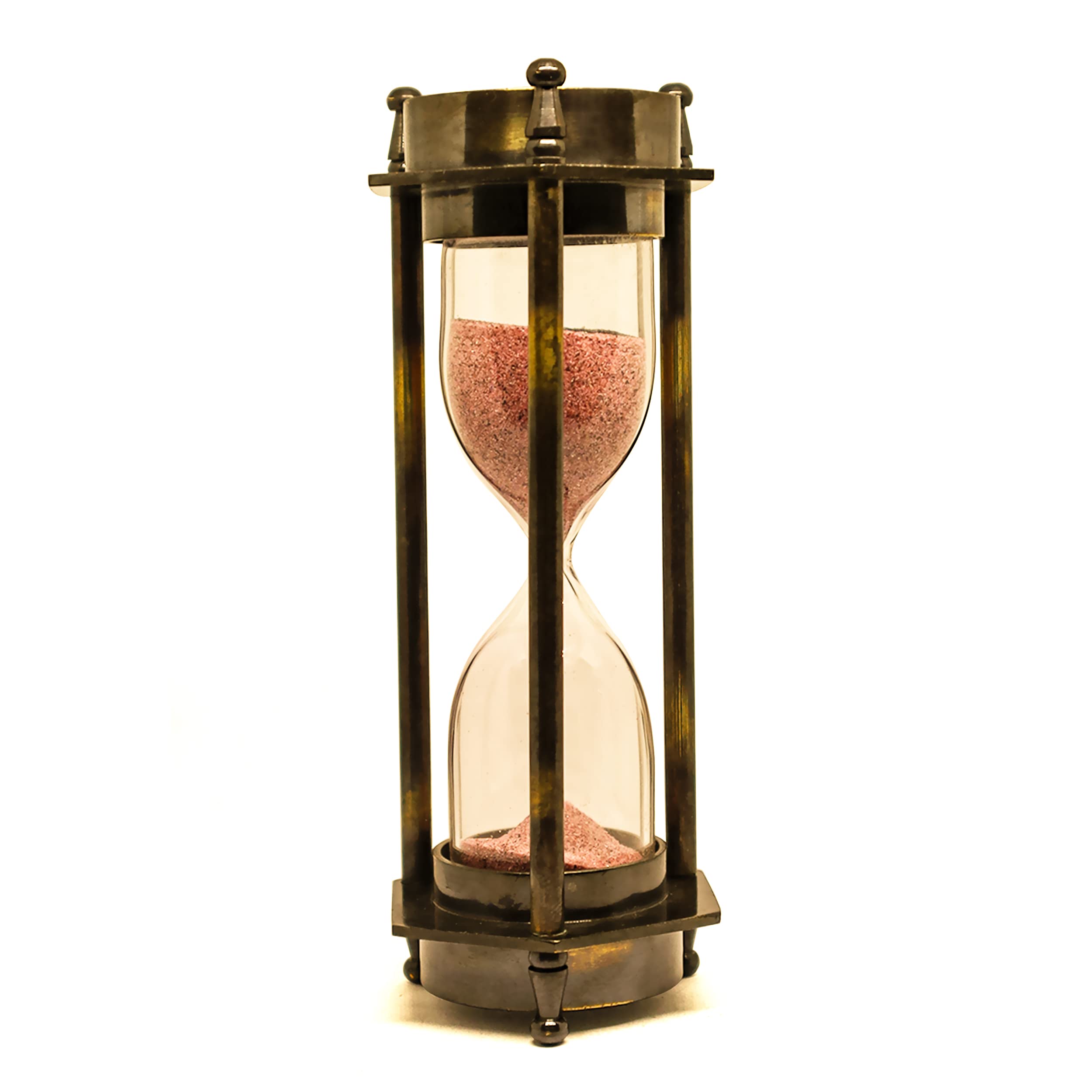 Dual Face Compass 5 Inch Antique 5 Minute Sand Timer Hourglass for Home Decor Gift