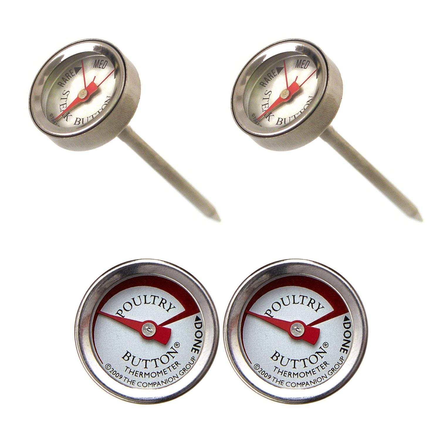 Charcoal Companion CC9025 Reusable Steak Button Thermometer Set (4 Included)