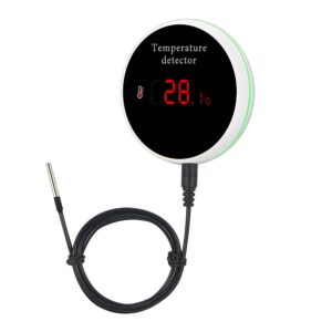 wifi temperature monitor smart thermometer: wifi temperature sensor with 1m waterproof external probe, app alert & buzzer alarm, digital remote temperature gauge for refrigerator, fish tank, pet