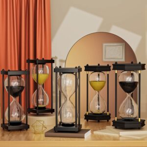 Empty Hourglass Fillable, 10 Inch Large Black Wooden Frame DIY Sand Timer, Unity Sand Hourglass for Wedding Ceremony Set, Without Sand Clock, Antique Hour Glass Sandglass for Desk Home Office Decor