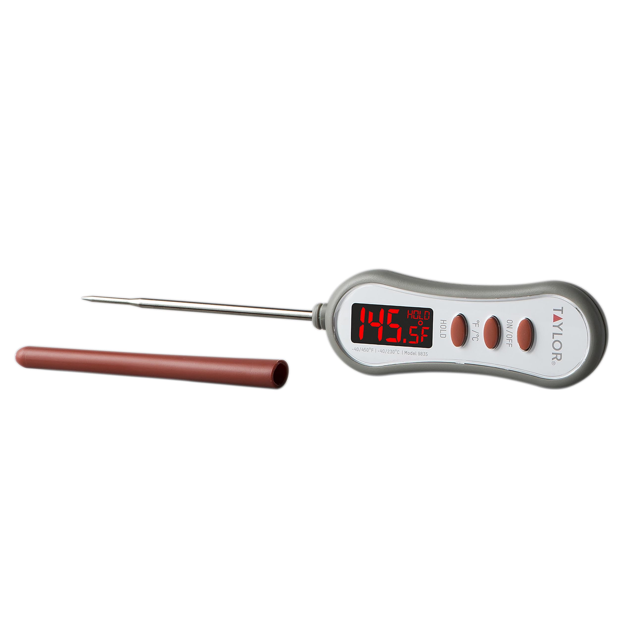 Taylor Digital Instant Read Meat Food Grill BBQ Kitchen Cooking Thermometer with Bright LED Display, Gray