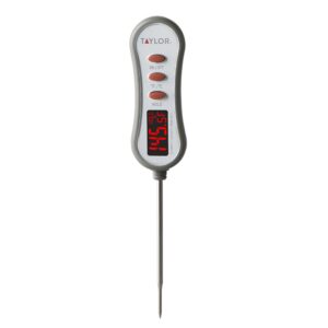 Taylor Digital Instant Read Meat Food Grill BBQ Kitchen Cooking Thermometer with Bright LED Display, Gray