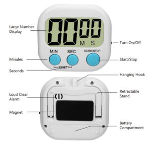 Runlyn Digital Kitchen Timer Classroom Timer Magnetic Digital Timer Big Digits Loud Alarm with LCD Display for Cooking Baking Sports Exercise Oven Games Study Work, 4 Packs