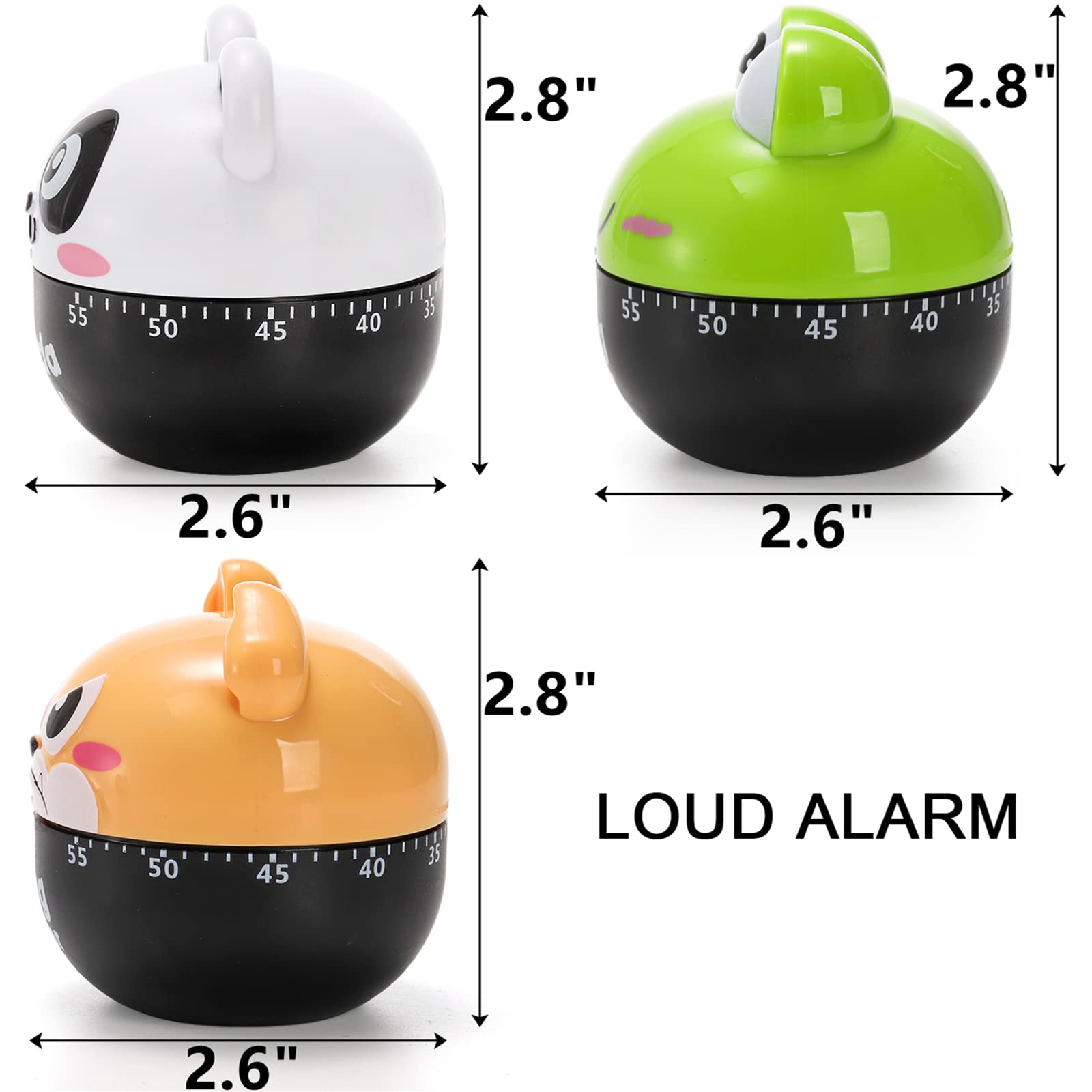 DEAYOU 3 Pack Mechanical Kitchen Timer, 60 Minute Egg Timer for Cooking, Small Cute Countdown Timer, Wind Up Manual Dial Rotating Timer Reminder for Kid, Senior, Baking, Exercise, Study, Loud Alarm