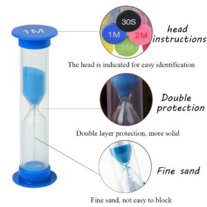 Sand Timer Plastic Hourglass, Sand Glass Toy Sand Clock 30sec / 1min / 2mins / 3mins / 5mins / 10mins for Kitchen, Office, School and Brushing Teeth（6 Pcs）