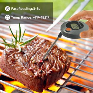 Smart Guesser Digital Meat Thermometer Kitchen Cooking-Instant Read Food Thermometer for Meat, Deep Frying, Baking,Grilling BBQ Round Shape -Orange