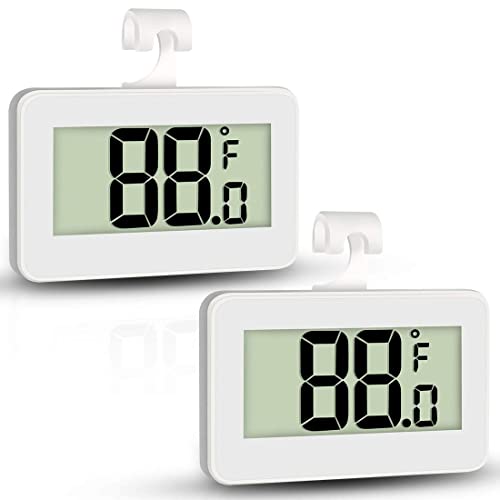 Mini Fridge Hanging Thermometer for Refrigerator Wireless with Magnet 2 Pack Digital Temperature Read