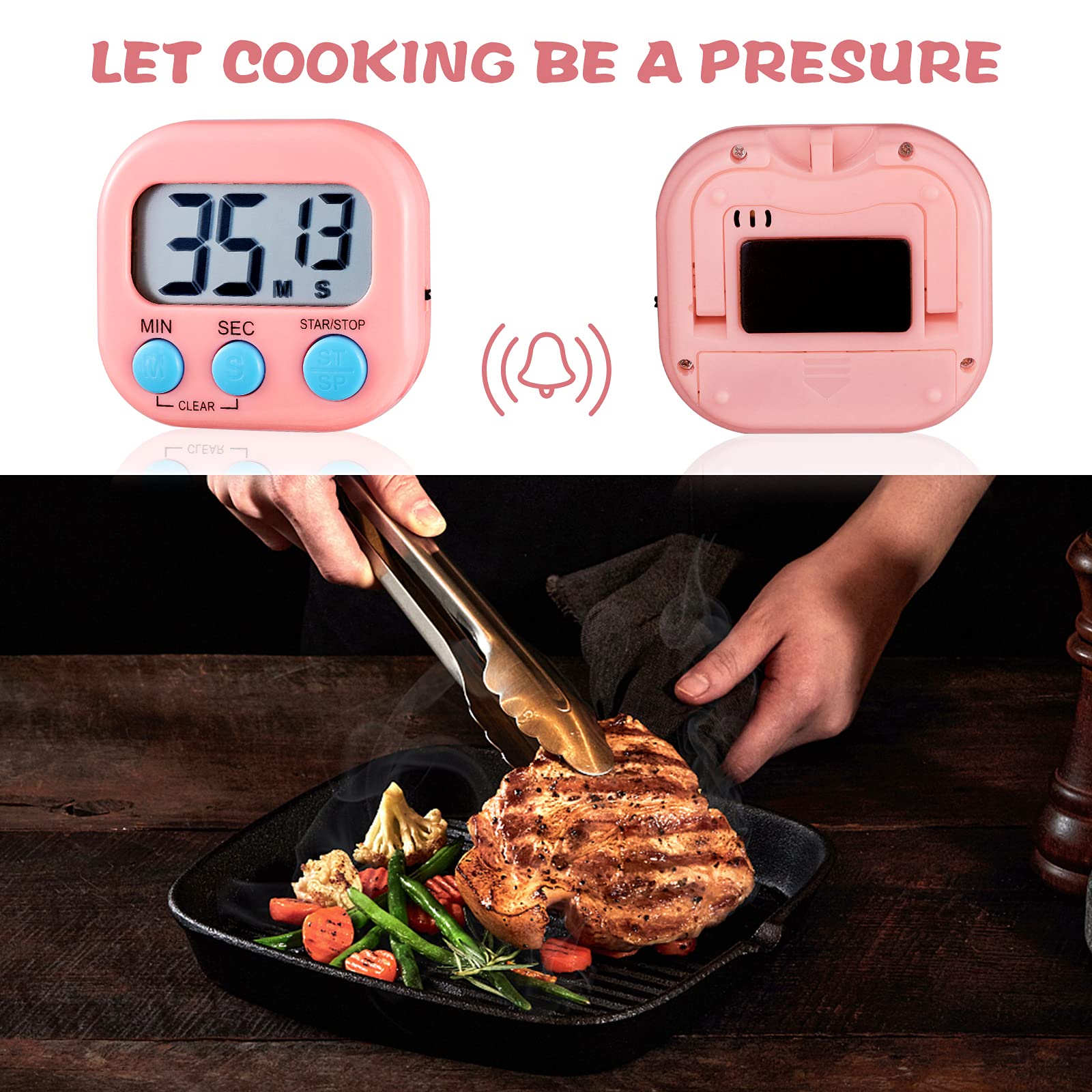 4Pieces Digital Kitchen Timer,Cooking Timer,Countdown Timer Big Digits,Loud Alarm Timers,Magnetic Back and ON/Off Switch,Classroom Timers for Teachers Kids,Minute Second Count Up Countdown.