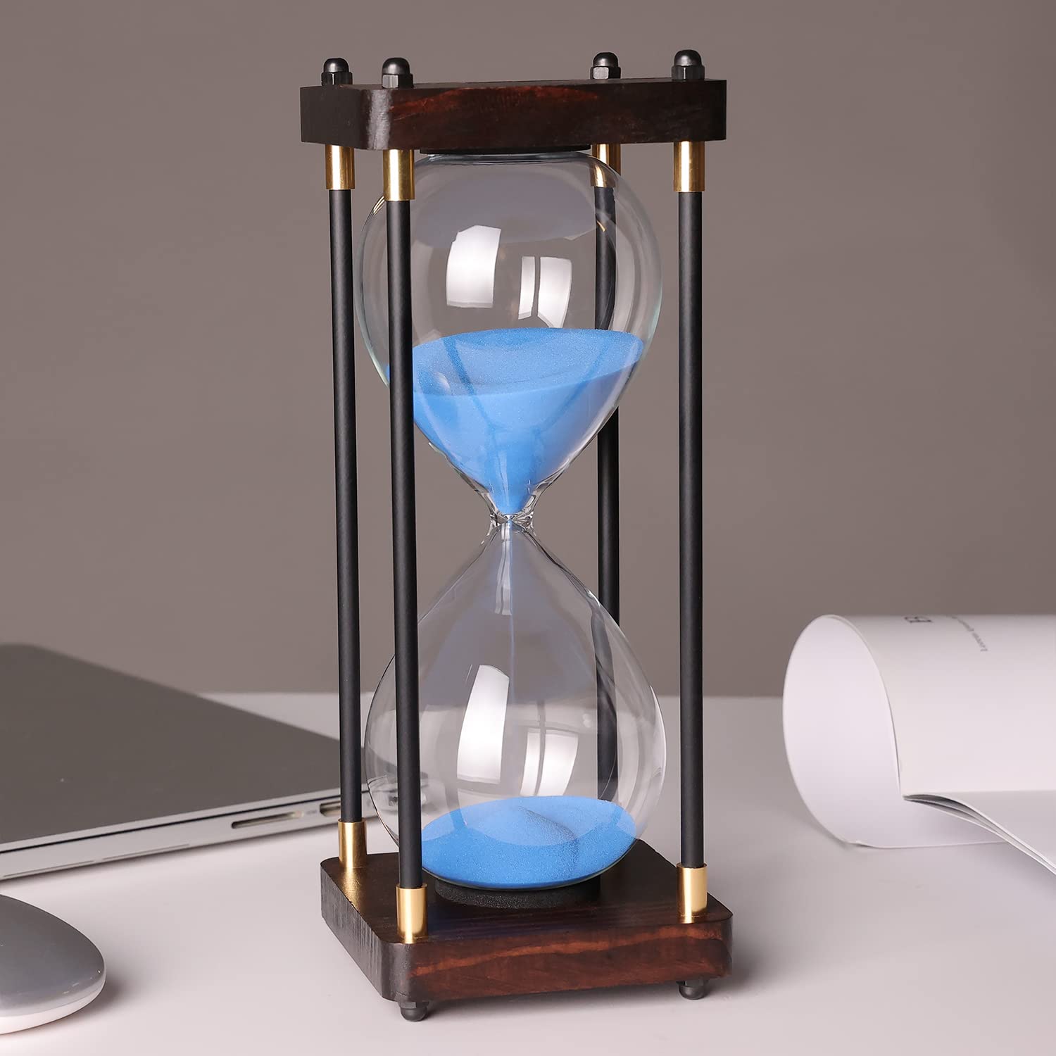 Premium Large Hourglass Sand Timer 60 Minutes, Decorative Sandglass Clock, Modern Hour Glass Timers Gift for Men & Women, Time Management Tools for Classroom Kitchen Home Office Desk Decor