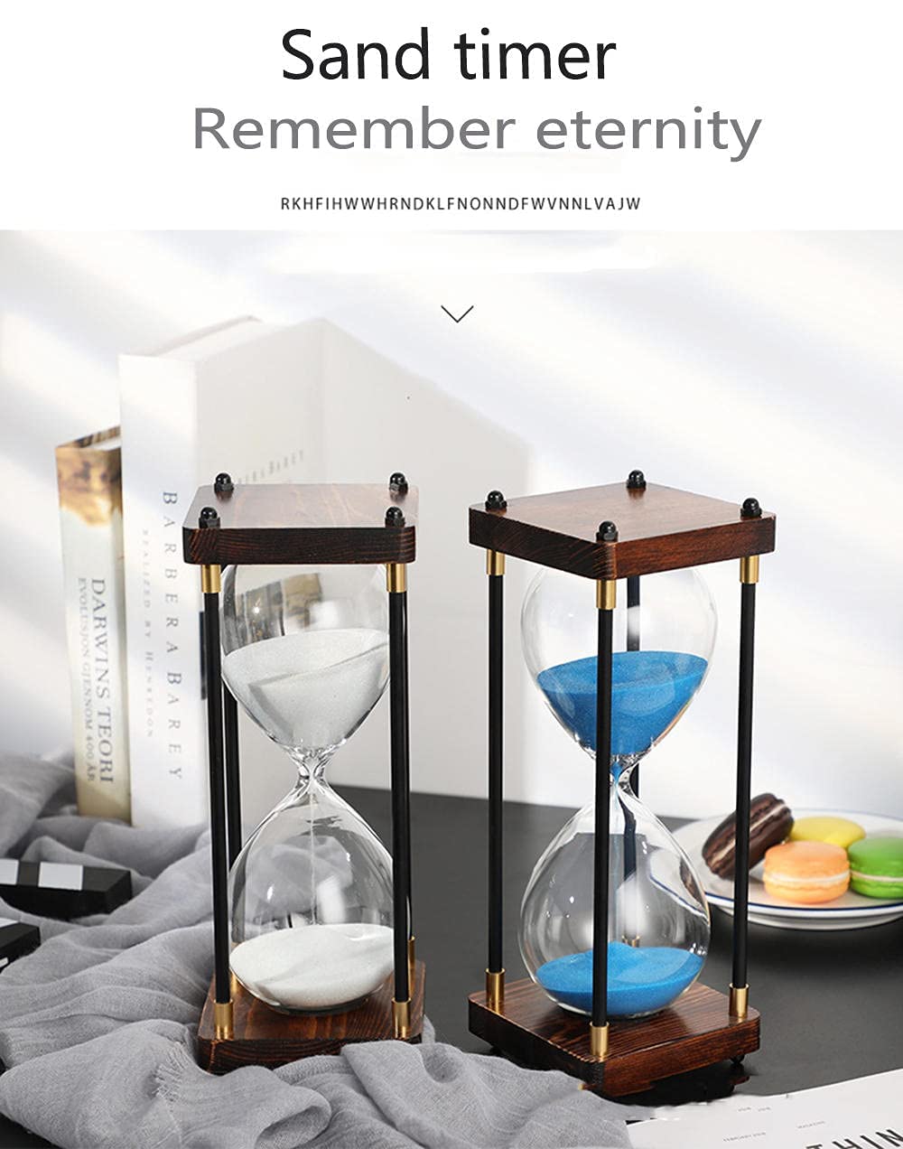 Premium Large Hourglass Sand Timer 60 Minutes, Decorative Sandglass Clock, Modern Hour Glass Timers Gift for Men & Women, Time Management Tools for Classroom Kitchen Home Office Desk Decor