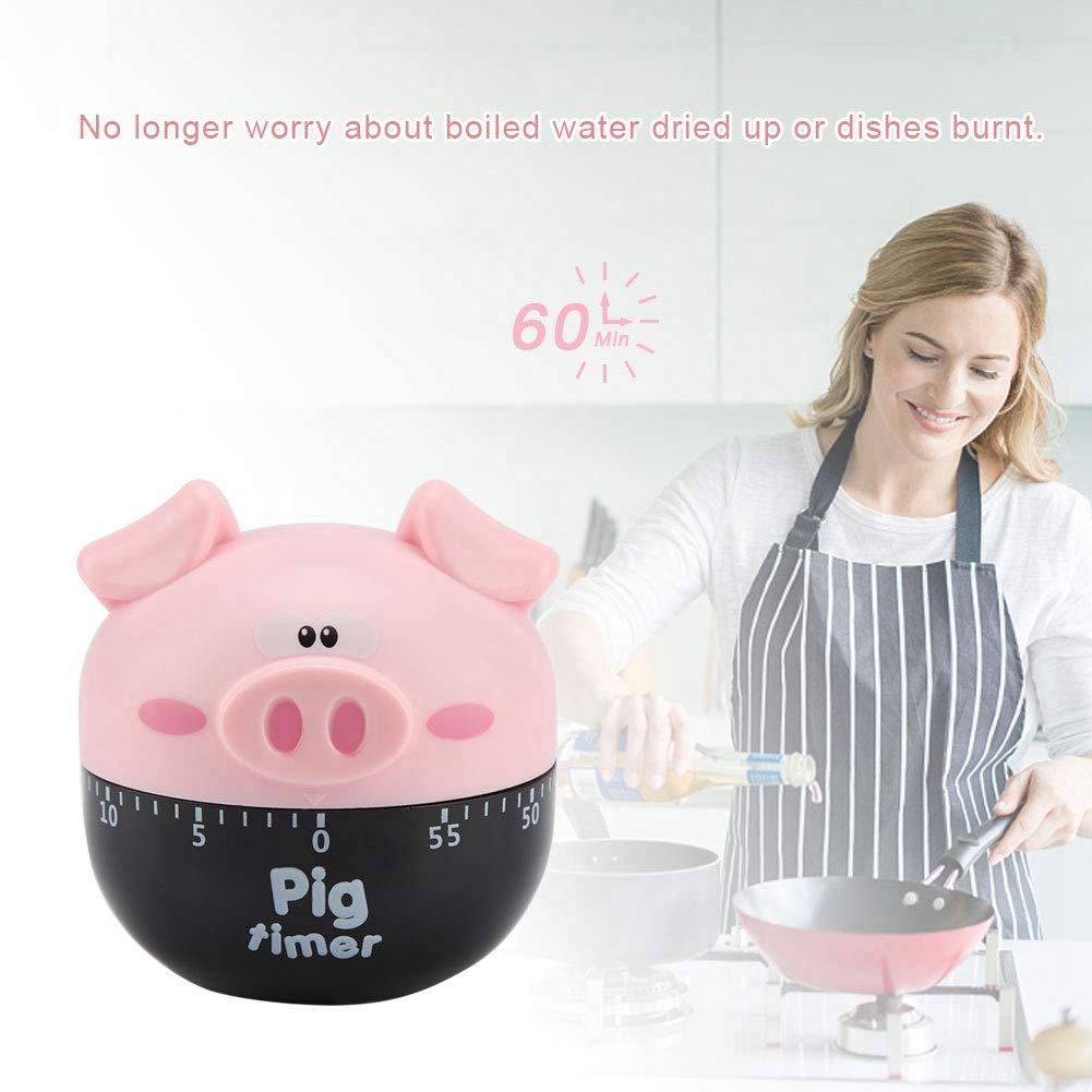 Cute Cartoon Pig Kitchen Timer Mechanical Timers Counters for Cooking Timing Tool, Kitchen Timer Mini Timer 55 Mins Countdown Easy to use