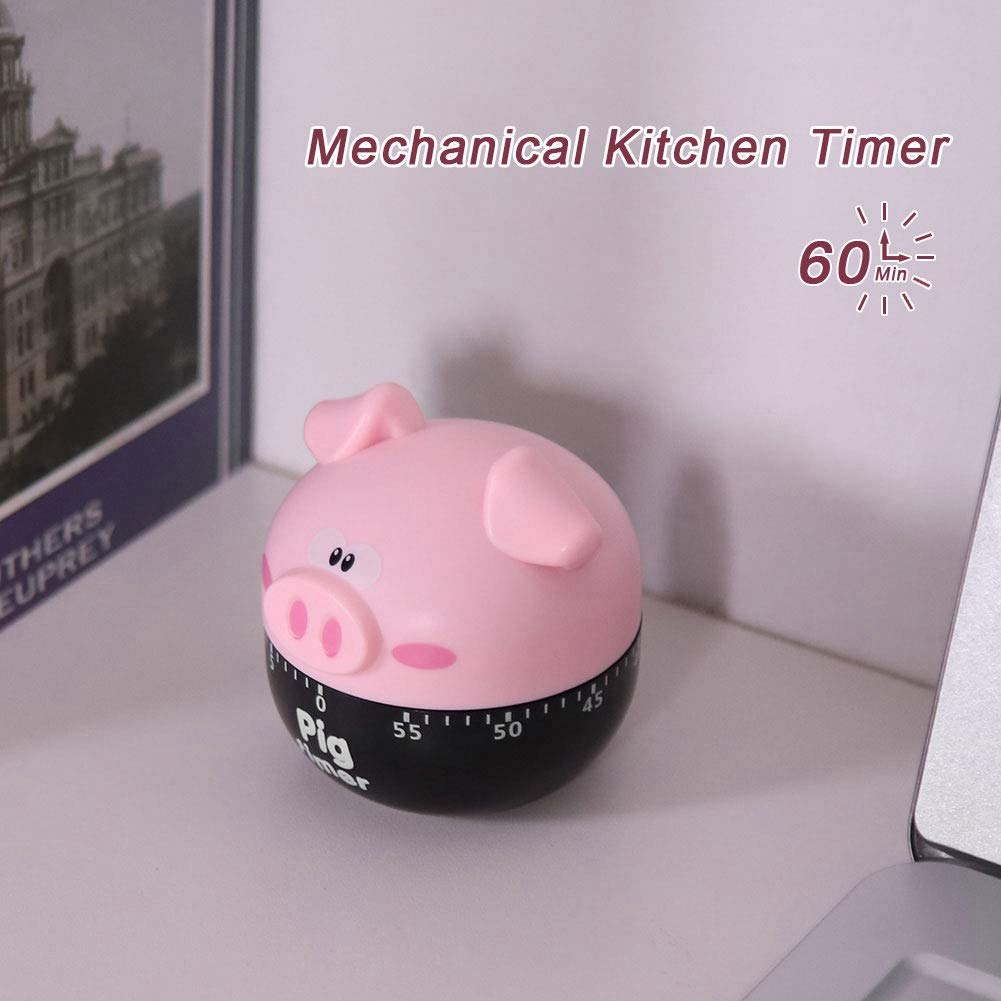 Cute Cartoon Pig Kitchen Timer Mechanical Timers Counters for Cooking Timing Tool, Kitchen Timer Mini Timer 55 Mins Countdown Easy to use