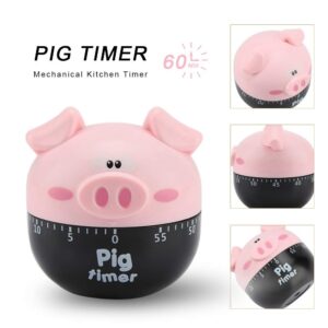 Cute Cartoon Pig Kitchen Timer Mechanical Timers Counters for Cooking Timing Tool, Kitchen Timer Mini Timer 55 Mins Countdown Easy to use