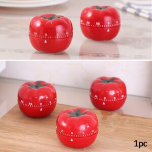 1Pcs Kitchen Timer 60 Minutes Timer, 360 Degree Rotating Tomato Shaped Alarm Timer, Creative Kitchen Cooking Timer Clock, Portable Loud Alarm Counters Reminder for Home Cooking Baking Exercising Games