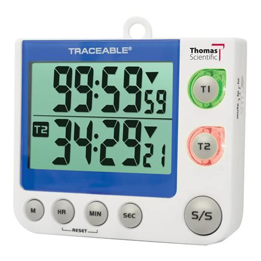 Thomas 5017 Traceable Flashing LED Big-Digit Dual Channel Timer, 3" Width x 3.5" Height x 5/8" Thick