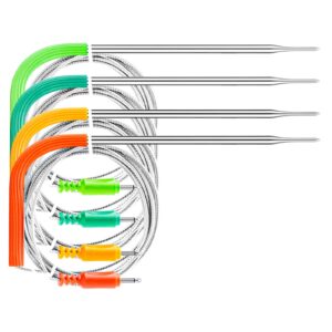 inkbird grill thermometer replacement colored probes 4-pack set for inkbird thermometer, 47 inches stainless probes only compatible with ibbq-4bw, ibt-24s and ibt-26s