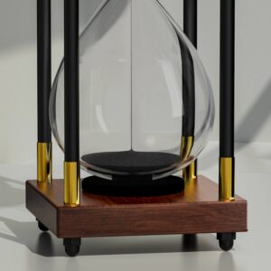 Hour Glasses with Sand 60 Minutes: Large 10 Inch Wooden Sand Timer Clock, Reloj De Arena 1 Hora, Antique Sand Watch 60 Min, 1 Hour Hourglass Sandglass for Home Office Desk Decorative (Black Sand)