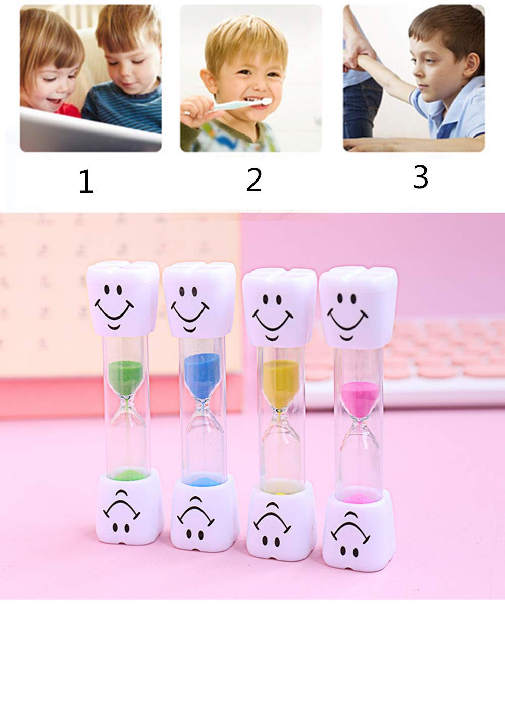 2 Minute Sand Timer Set for Brushing Teeth Pack of 6 Colorful Smiley Hourglass Timers