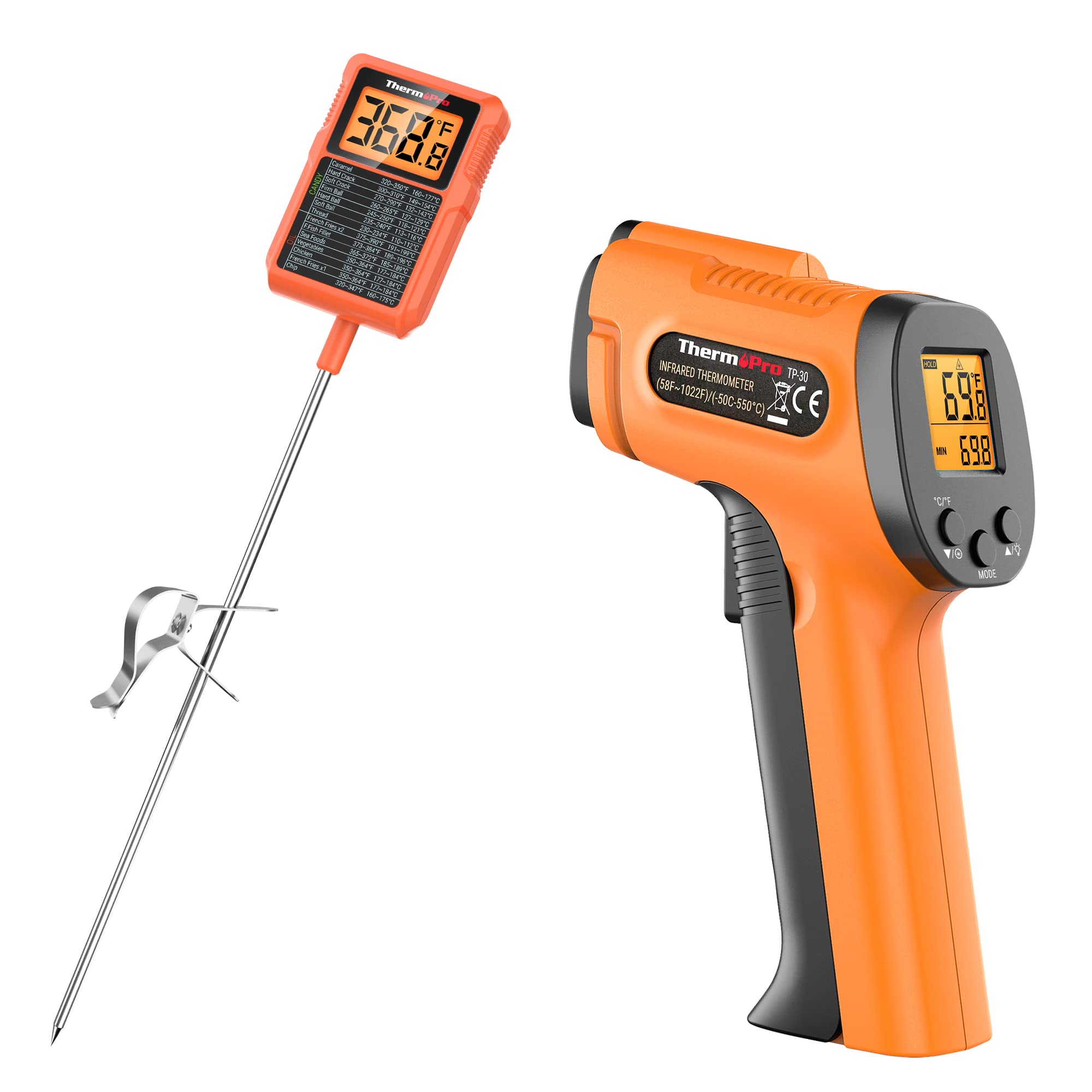 ThermoPro TP510 Waterproof Digital Candy Thermometer+ThermoPro TP30 Digital Infrared Thermometer Gun