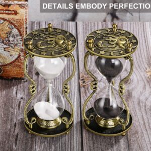 SuLiao Hourglass Sand Timer 60 Minute:Sun & Moon Engraving Brass Sand Clock, Metal Black Sand Watch 60 Min,Antique Reloj De Arena 1 Hora,Large 1 Hour Glass Sandglass for Gift Office Desk Decorative