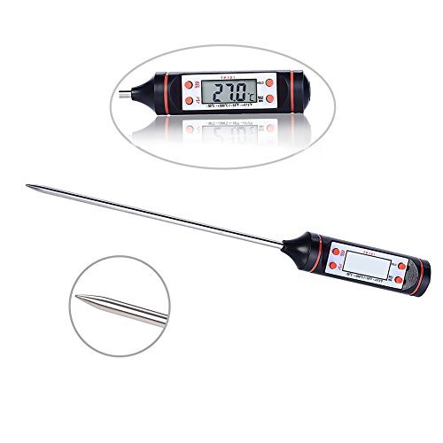 Portable Stainless Steel Probe Cooking Thermometer Baking Temperature Measurement Food Liquid Paste Oil Temperature Milk Temperature Tea Category Beer (Black)