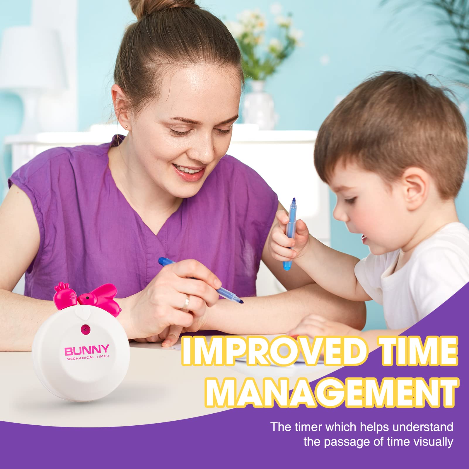 60-Minute Visual Timer, Classroom Timer, Countdown Timer for Kids and Adults, Kitchen Timer, Time Management Tools