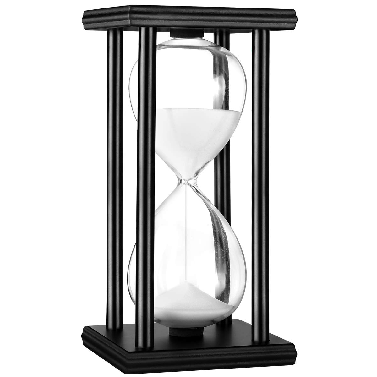 Hourglass Timer 30/60 Minutes Wood Sand Hourglass Clock for Creative Gifts Room Decor Office Kitchen Decor Birthday (60 min, White)