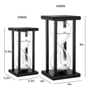 Hourglass Timer 30/60 Minutes Wood Sand Hourglass Clock for Creative Gifts Room Decor Office Kitchen Decor Birthday (60 min, White)