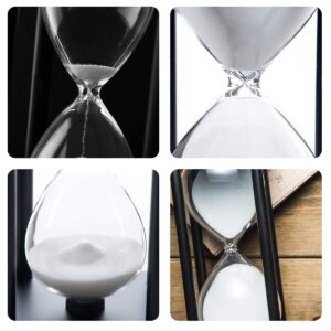 Hourglass Timer 30/60 Minutes Wood Sand Hourglass Clock for Creative Gifts Room Decor Office Kitchen Decor Birthday (60 min, White)