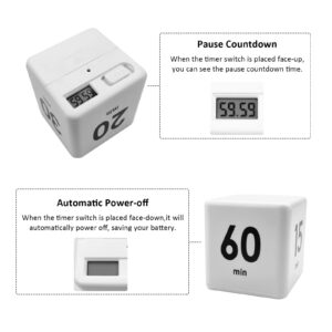 Feilifan Cube Timer, Kitchen Timer Kids Timer for ADHD Productivity Workout Flip Timer Classroom for StudyTime Countdown Management Timercube