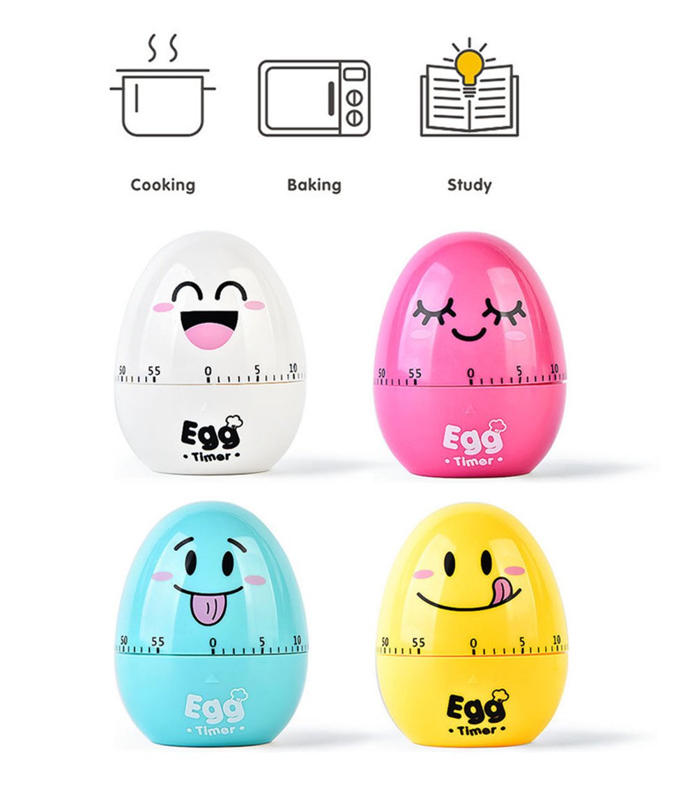 60 Minutes White Funny Mechanical Home Kitchen Egg Timer For Cooking,Kids