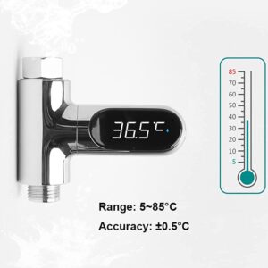 Shower Thermometer Led Digital Display Baby Bath Water Fahrenheit Celsius Thermometer 360°Rotating Screen for Home Bathroom Kitchen (Silver)