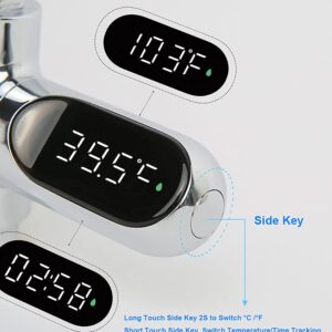 Shower Thermometer Led Digital Display Baby Bath Water Fahrenheit Celsius Thermometer 360°Rotating Screen for Home Bathroom Kitchen (Silver)