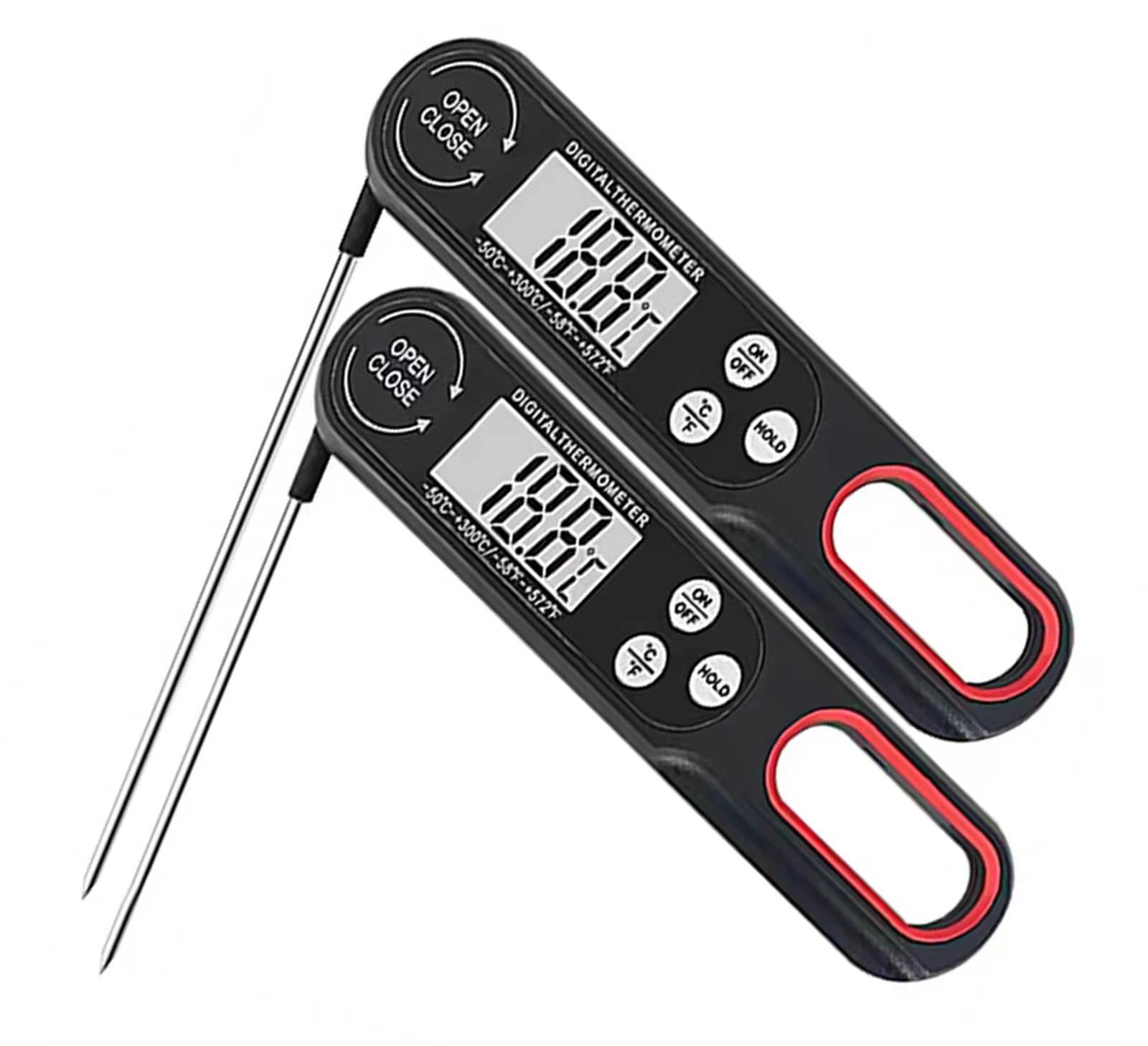 SONSENES Folding Digital Instant Reading Meat Thermometer (Black -2Pack)