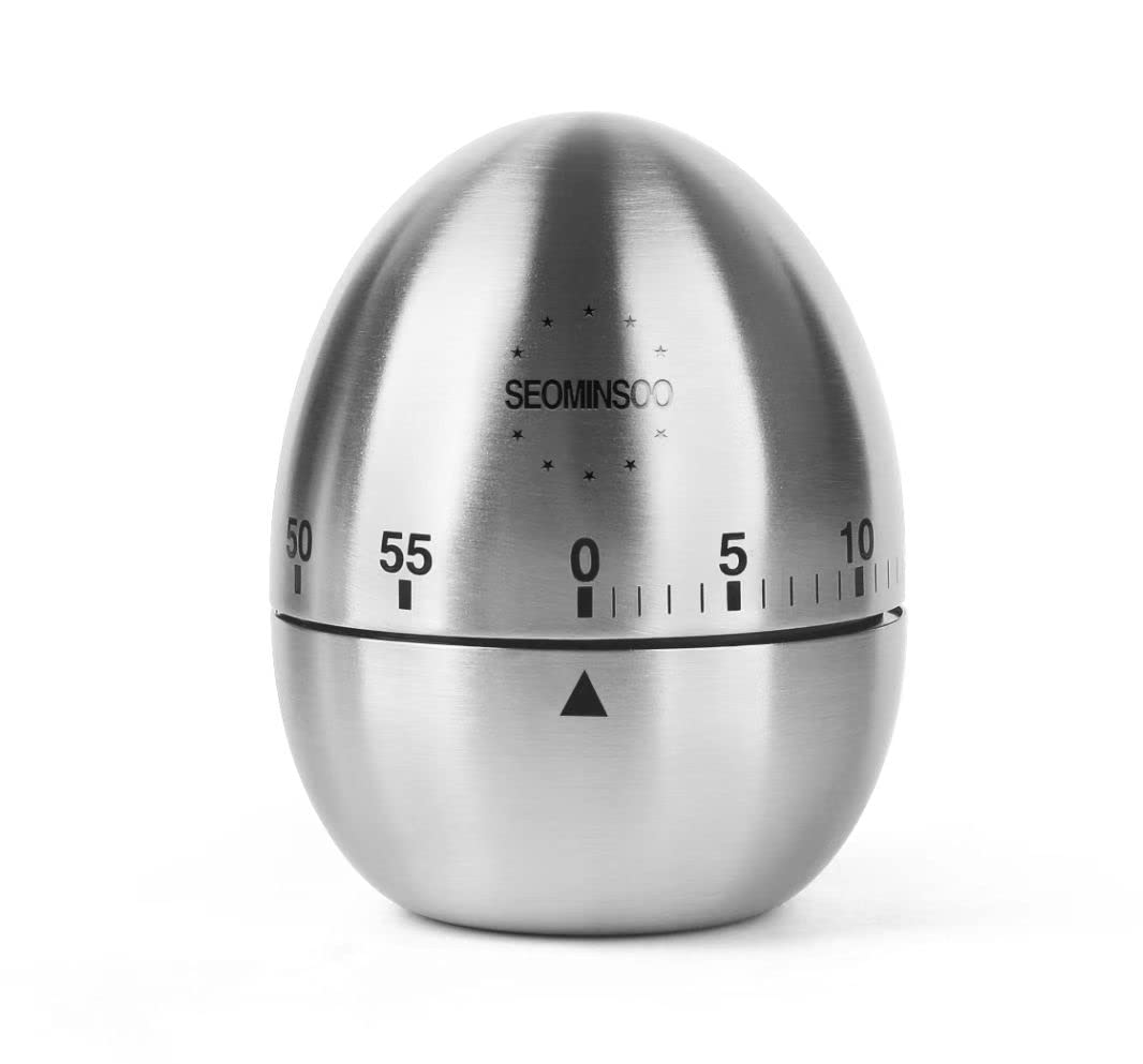 Egg Kitchen Timer Cute Manual,Stainless Steel Metal Mechanical Visual Countdown Cooking Timer with Loud Alarm for Kids Cooking Tools