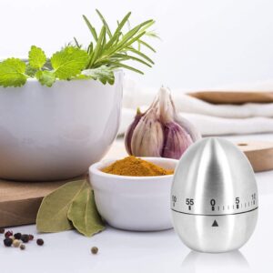 Egg Kitchen Timer Cute Manual,Stainless Steel Metal Mechanical Visual Countdown Cooking Timer with Loud Alarm for Kids Cooking Tools