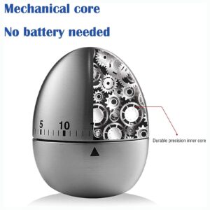 Egg Kitchen Timer Cute Manual,Stainless Steel Metal Mechanical Visual Countdown Cooking Timer with Loud Alarm for Kids Cooking Tools