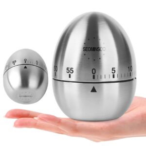 Egg Kitchen Timer Cute Manual,Stainless Steel Metal Mechanical Visual Countdown Cooking Timer with Loud Alarm for Kids Cooking Tools