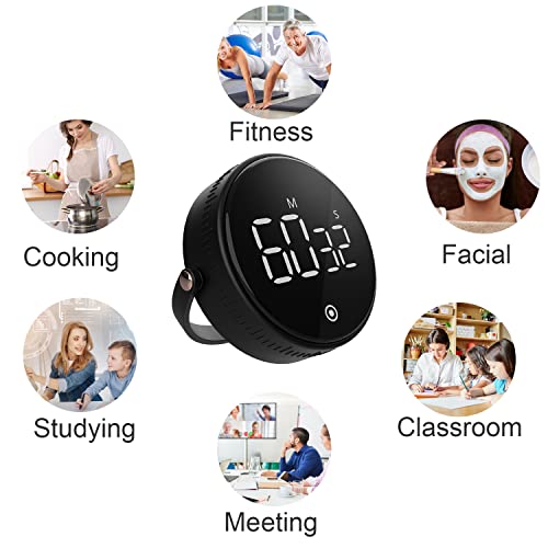 Hahago Timer, Kitchen Timer, Digital Timer, Magnetic Timer with Large Led Display Volume Adjustable, Countdown / Countup Timer, Desk Timer with Bracket for Cooking Fitness Baking Studying Teaching