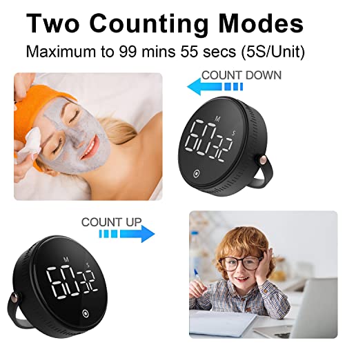 Hahago Timer, Kitchen Timer, Digital Timer, Magnetic Timer with Large Led Display Volume Adjustable, Countdown / Countup Timer, Desk Timer with Bracket for Cooking Fitness Baking Studying Teaching